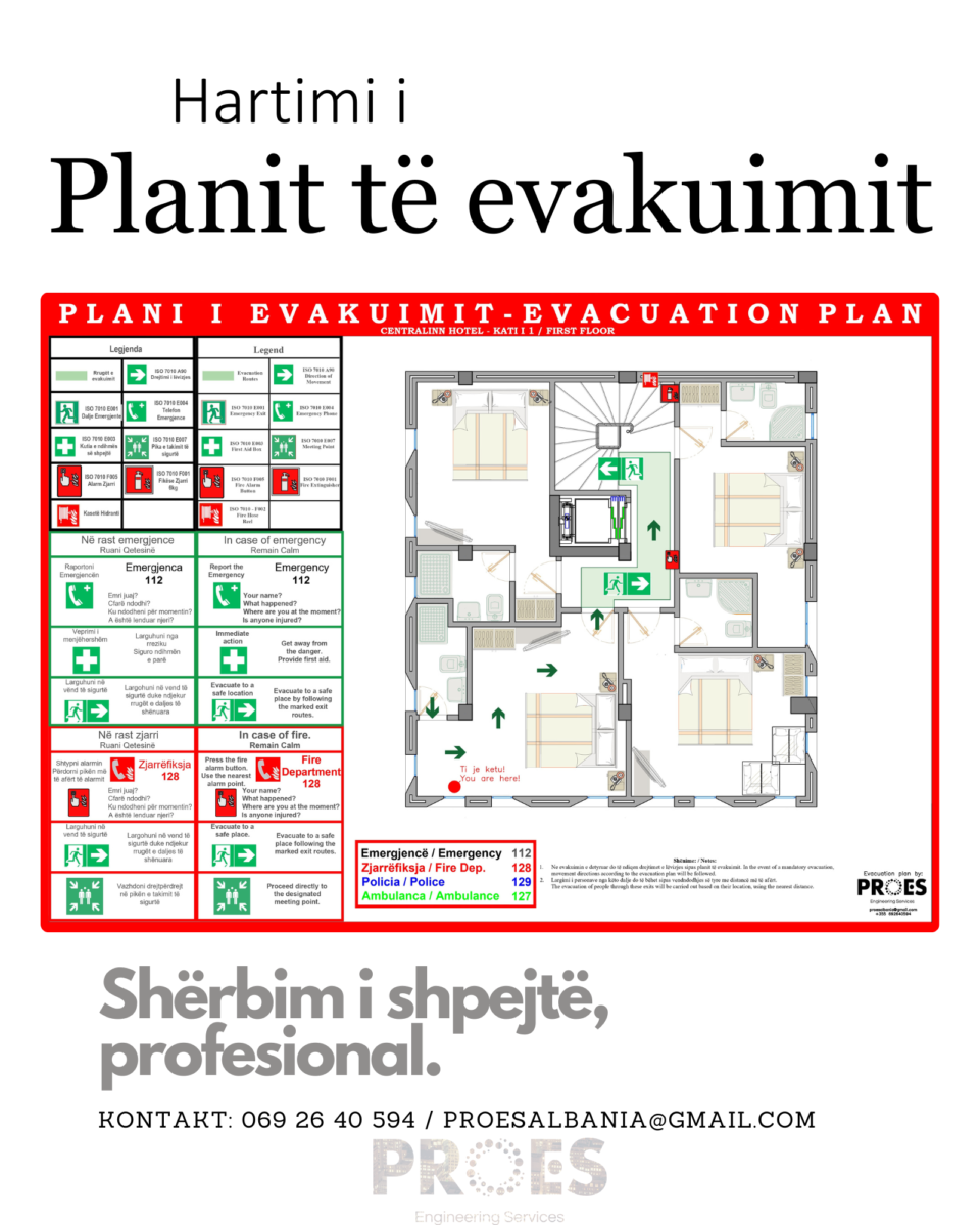 Plan evakuimi në rast zjarri apo emergjence - PROES